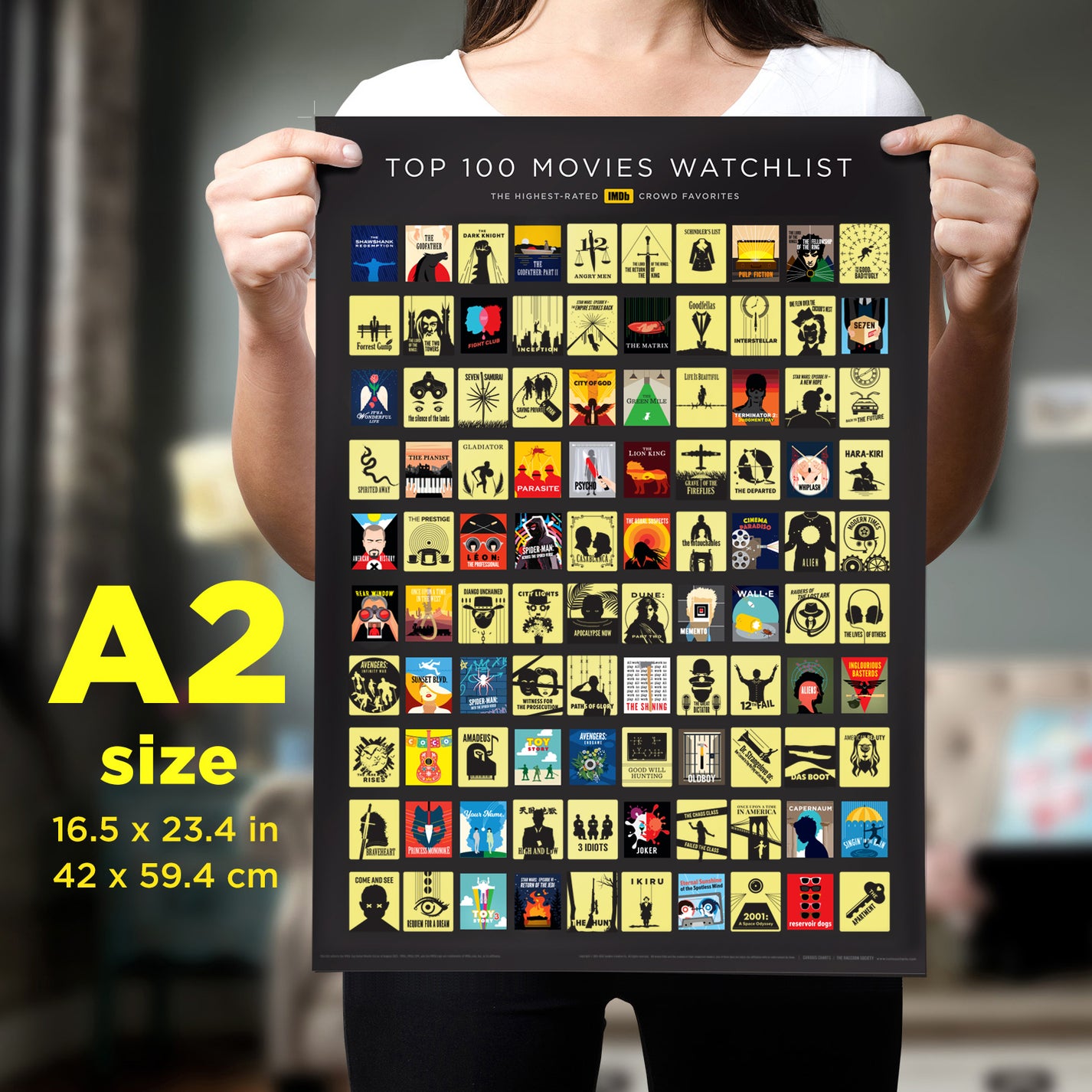 Official IMDb™ Top 100 Movies Scratch-off Poster – Curious Charts